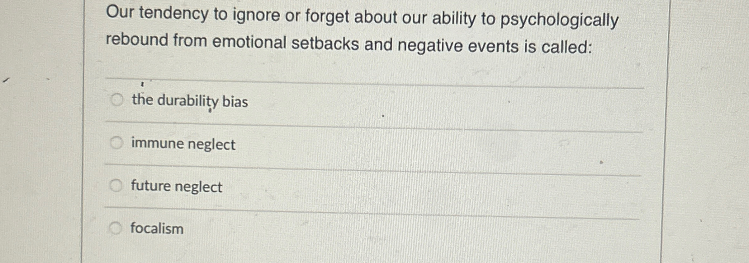 Solved Our tendency to ignore or forget about our ability to | Chegg.com