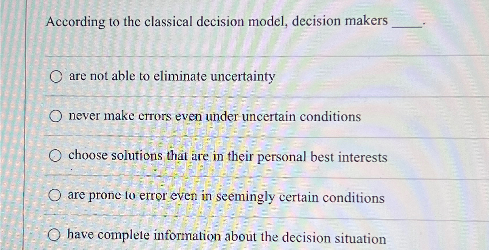 Solved According to the classical decision model, decision | Chegg.com