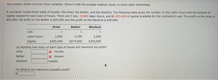 Solved The problem below involves three variables. Solve it | Chegg.com