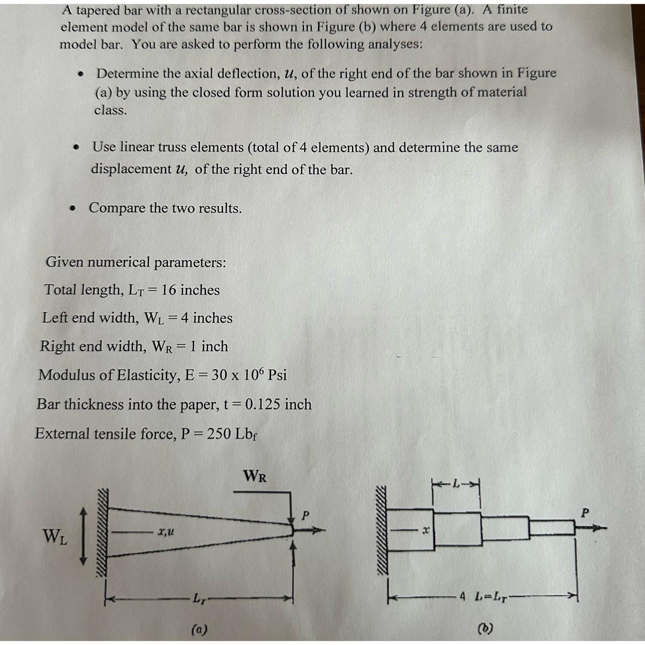 Solved A tapered bar with a rectangular cross-section of | Chegg.com