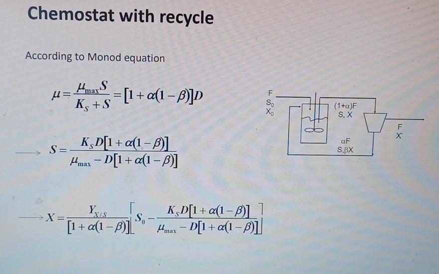 Solved Question 4 (10p) In a chemostat with recycle | Chegg.com