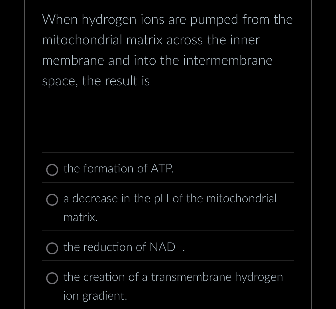 Solved When hydrogen ions are pumped from the mitochondrial | Chegg.com