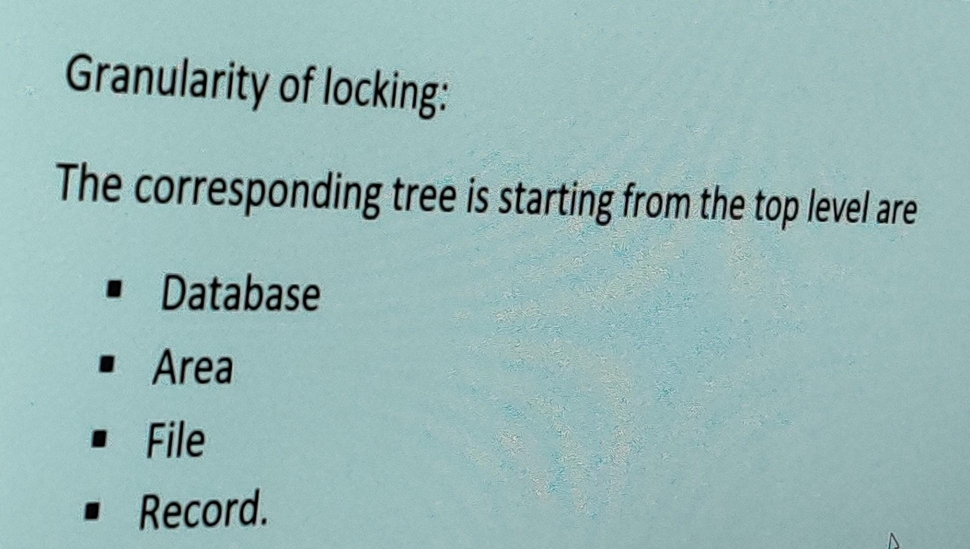Granularity of locking: The corresponding tree is | Chegg.com