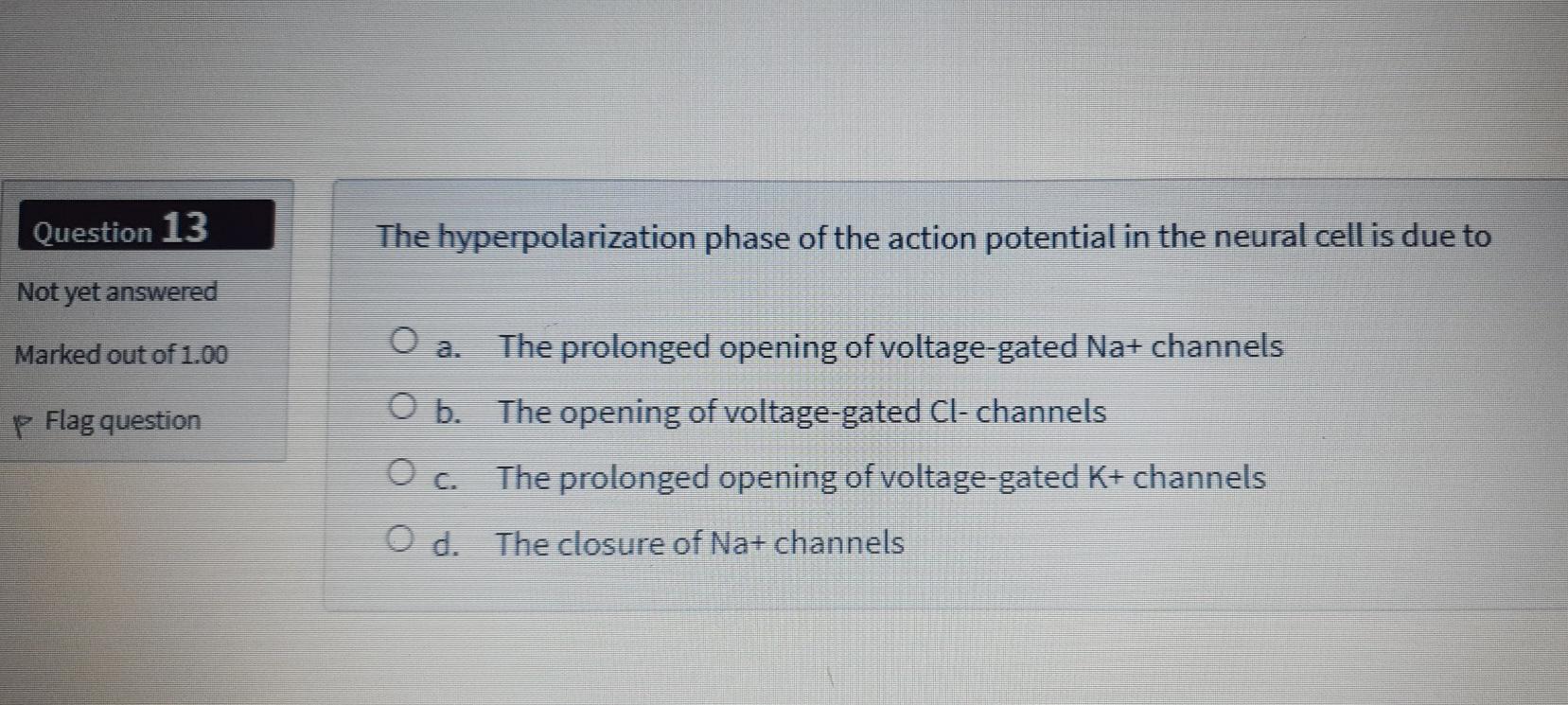 Solved Question 13 The hyperpolarization phase of the action | Chegg.com