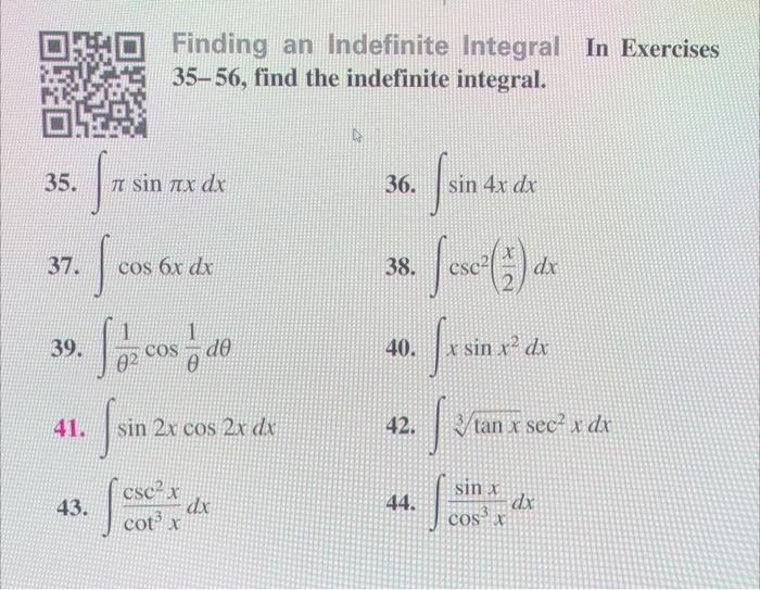 Solved Finding an Indefinite Integral In Exercises 35−56, | Chegg.com