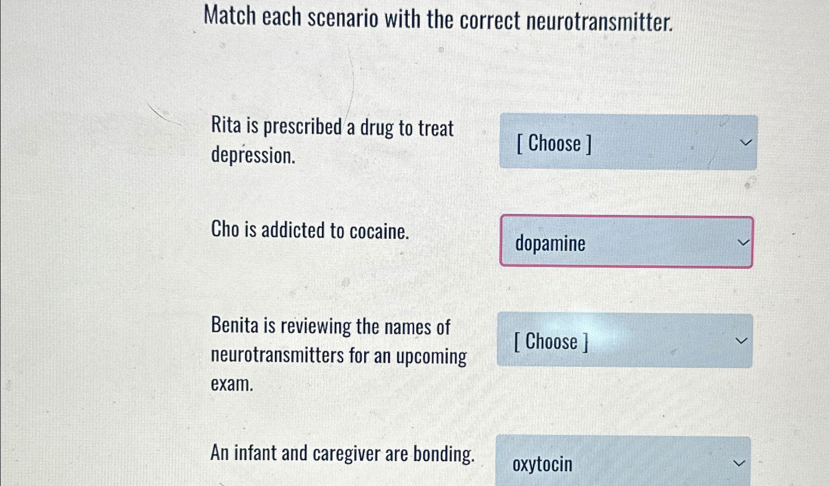Solved Match each scenario with the correct | Chegg.com
