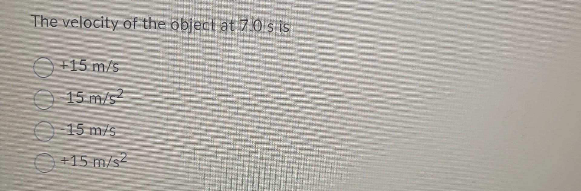Solved Velocity Vs Time Graph For An Object In Motion The
