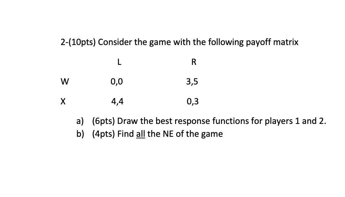 Solved GAME THEORY: (10pts) ﻿Consider the game with the | Chegg.com