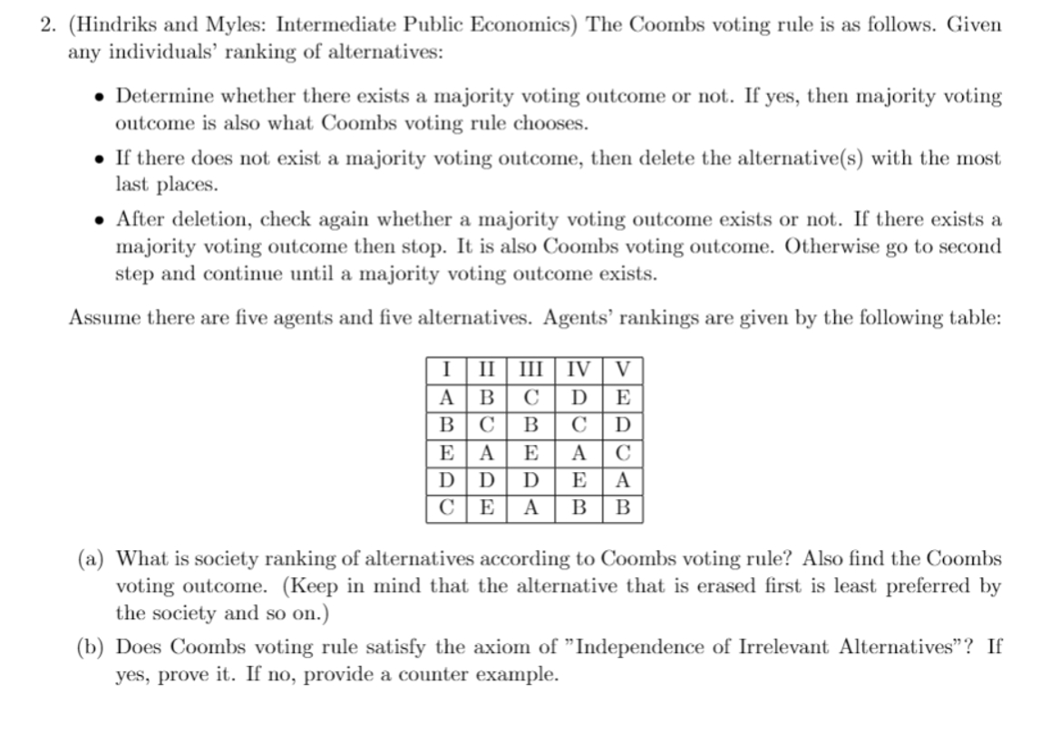 Solved (Hindriks and Myles: Intermediate Public Economics) | Chegg.com