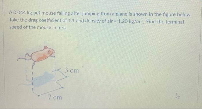 Solved A 0.044 kg pet mouse falling after jumping from a | Chegg.com