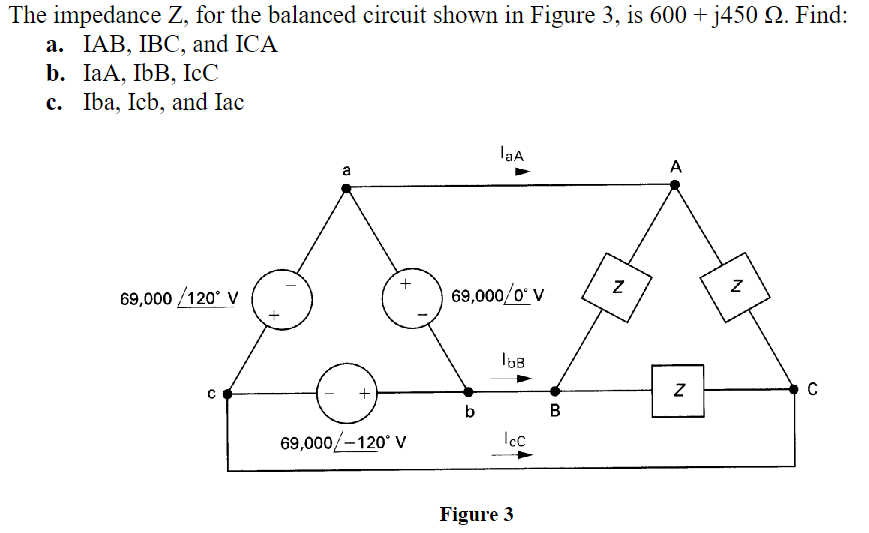 Solved The impedance Z, for the balanced circuit shown in | Chegg.com