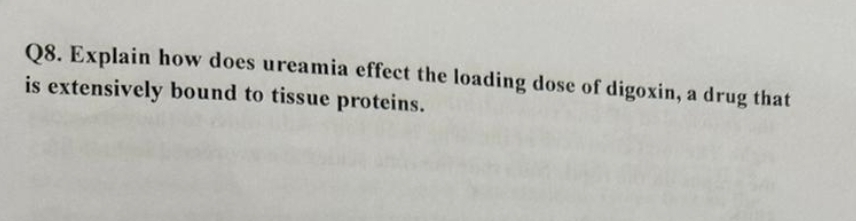 Solved Q8. ﻿Explain how does ureamia effect the loading dose | Chegg.com