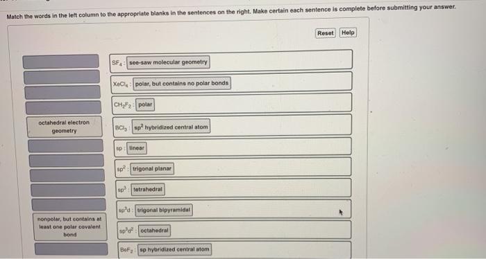 Solved Match the words in the left column to the appropriate | Chegg.com