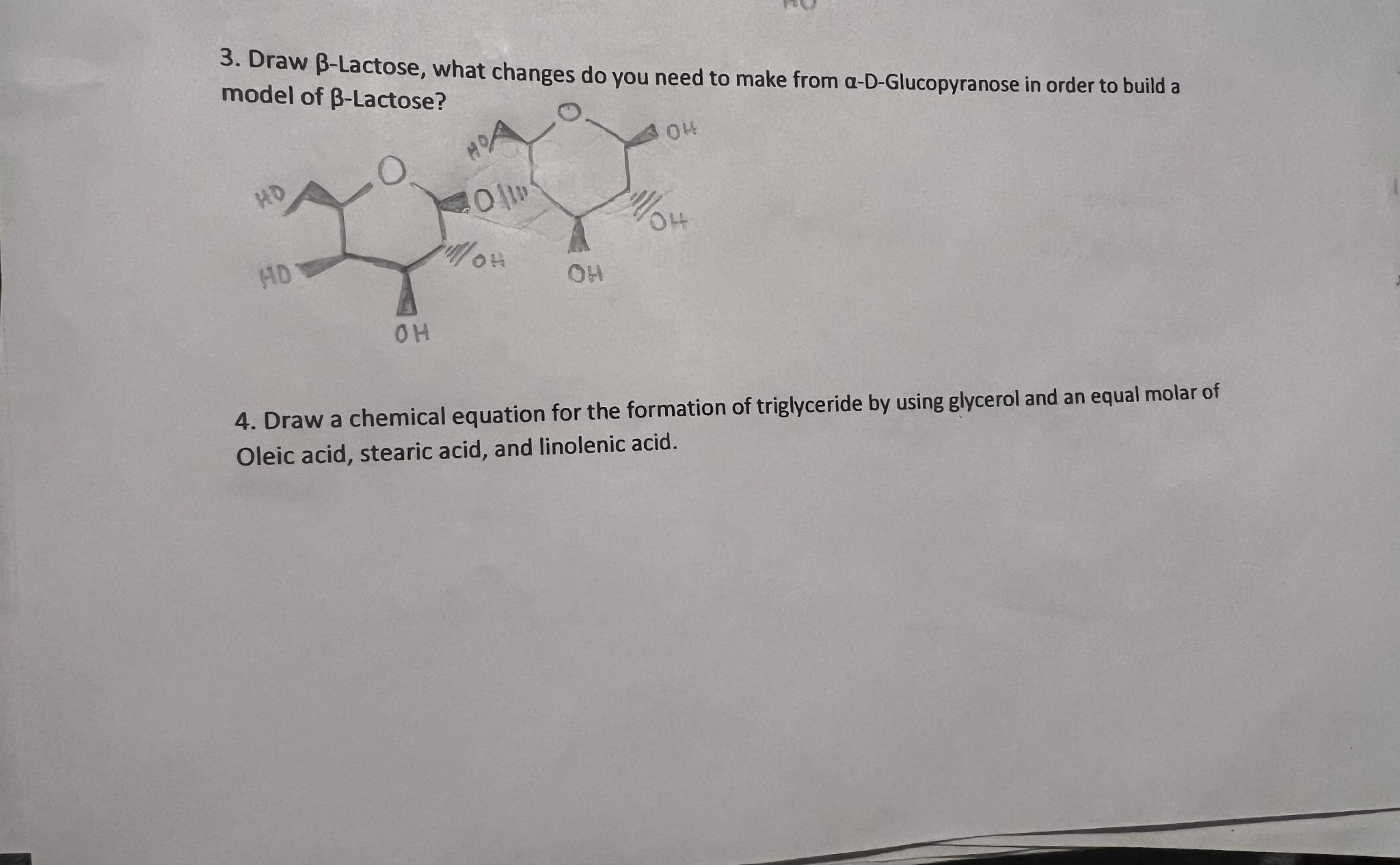 Solved Draw β-Lactose, what changes do you need to make from | Chegg.com