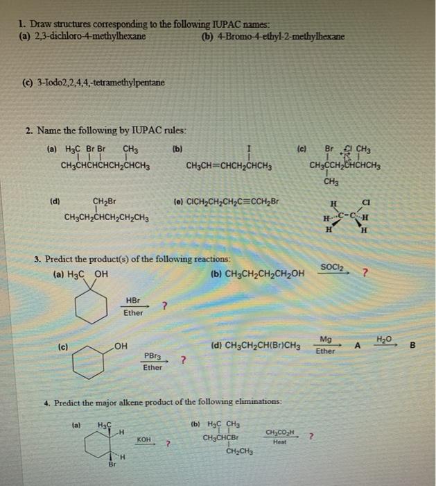 Solved 1. Draw structures corresponding to the following | Chegg.com