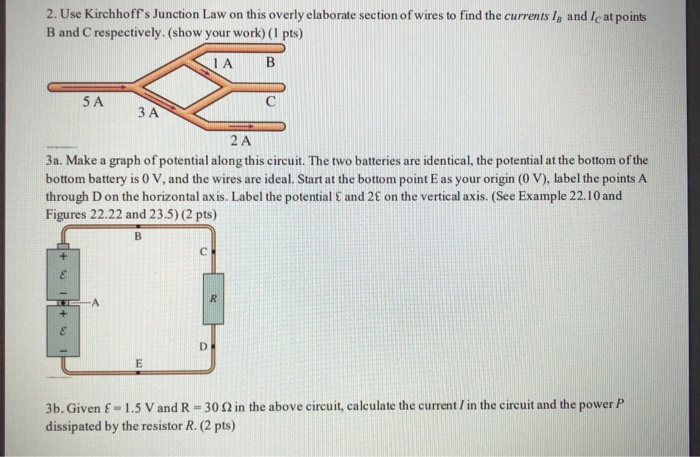 Solved 2. Use Kirchhoff's Junction Law on this overly | Chegg.com