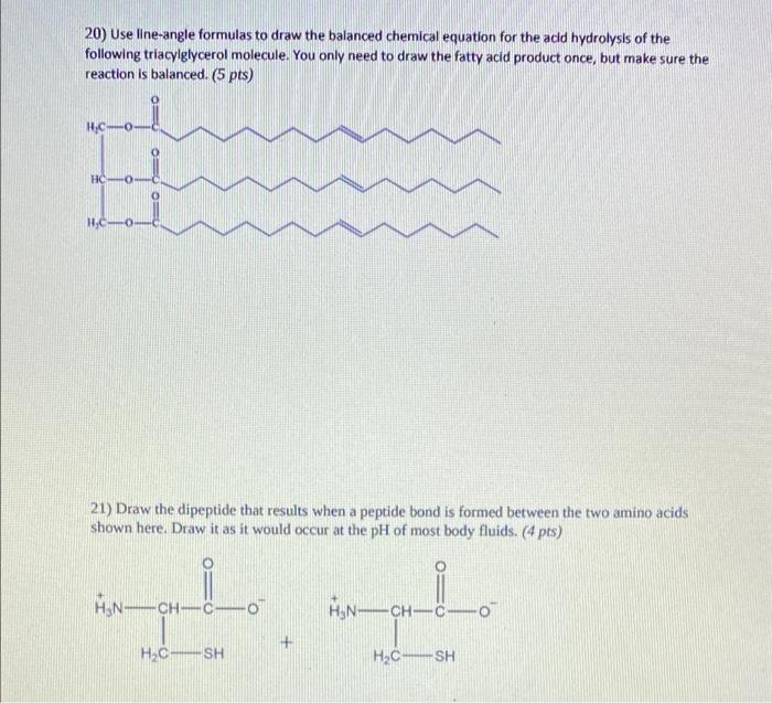 Solved 20) Use line-angle formulas to draw the balanced | Chegg.com