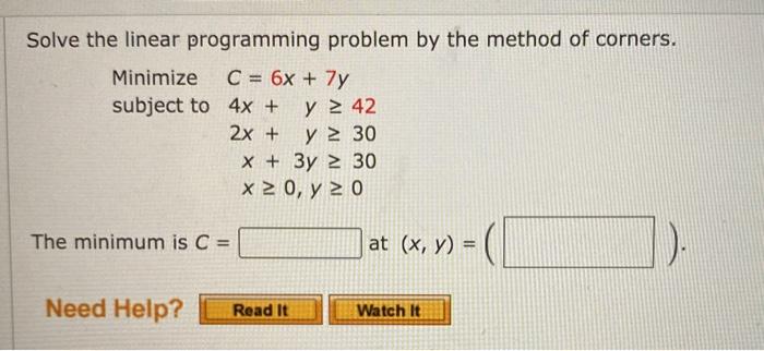 Solved Solve the linear programming problem by the method of | Chegg.com