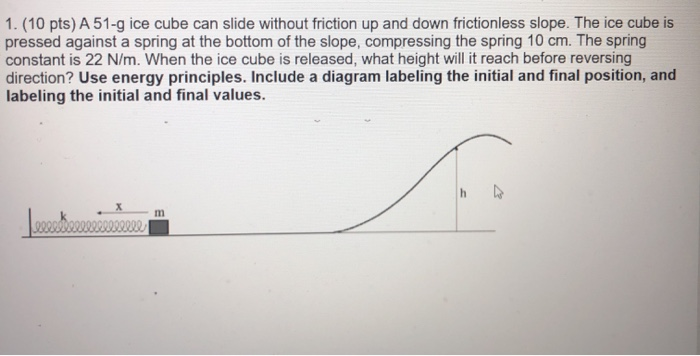 Solved 1. (10 pts) A 51-g ice cube can slide without | Chegg.com