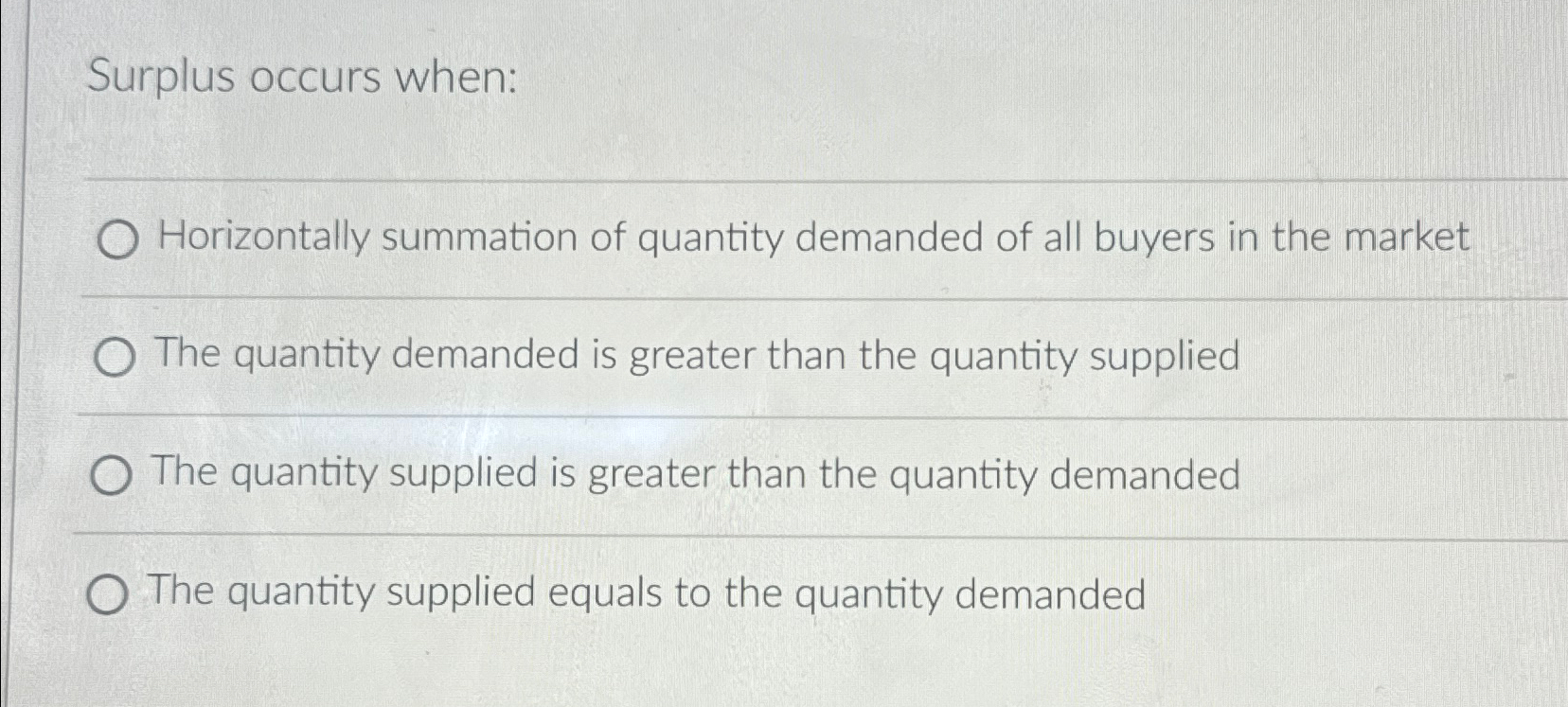 Solved Surplus occurs when:Horizontally summation of | Chegg.com