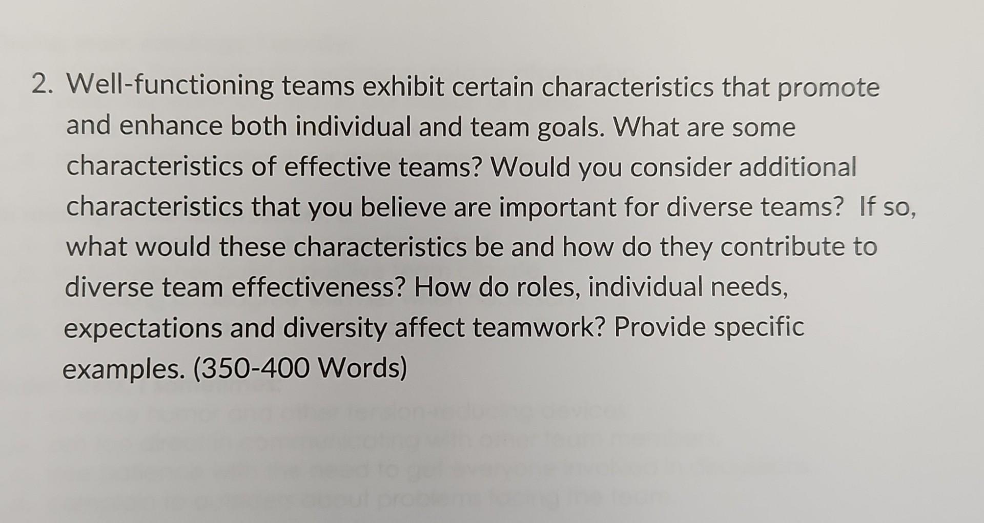 2. Well-functioning teams exhibit certain | Chegg.com