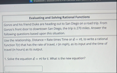 Solved Evaluating and Solving Rational FunctionsGonzo and | Chegg.com