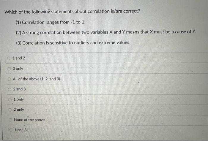 Solved Which of the following statements about correlation | Chegg.com