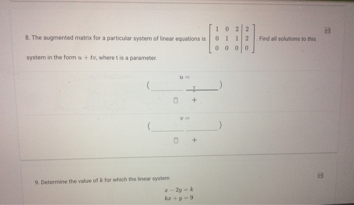 Solved 1 8. The augmented matrix for a particular system of | Chegg.com