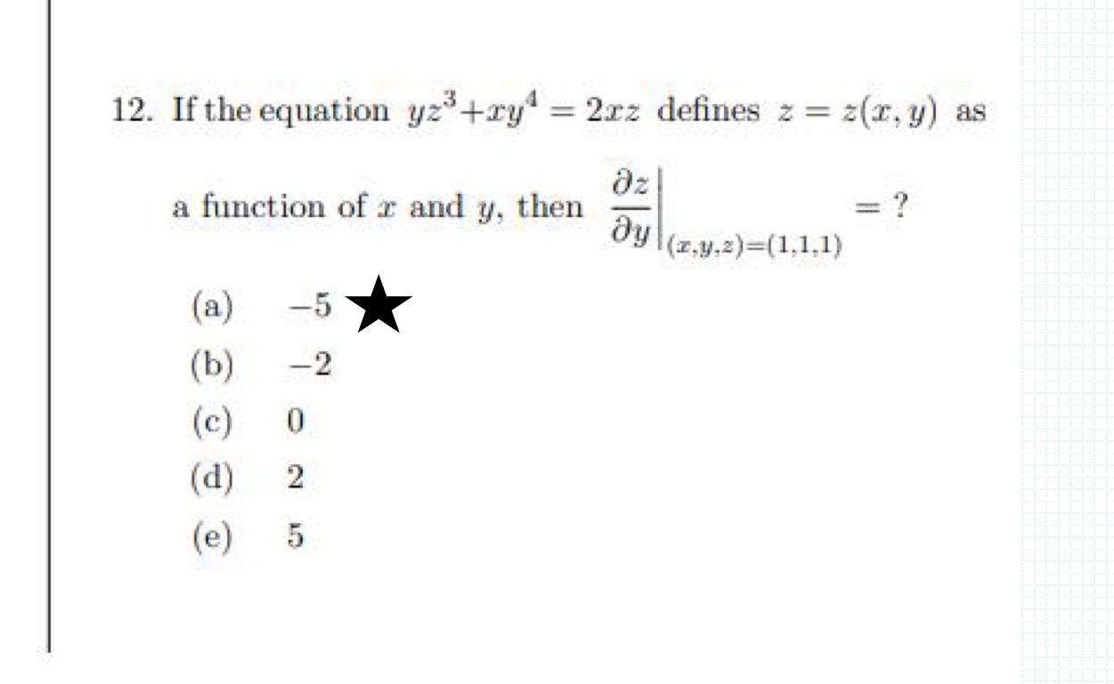 Solved If the equation yz3+xy4=2xz ﻿defines z=z(x,y) ﻿as a | Chegg.com