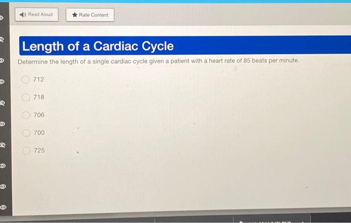 Solved Read Aloud Rate Content Length of a Cardiac Cycle | Chegg.com
