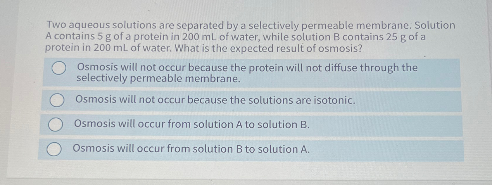 Solved Two aqueous solutions are separated by a selectively | Chegg.com
