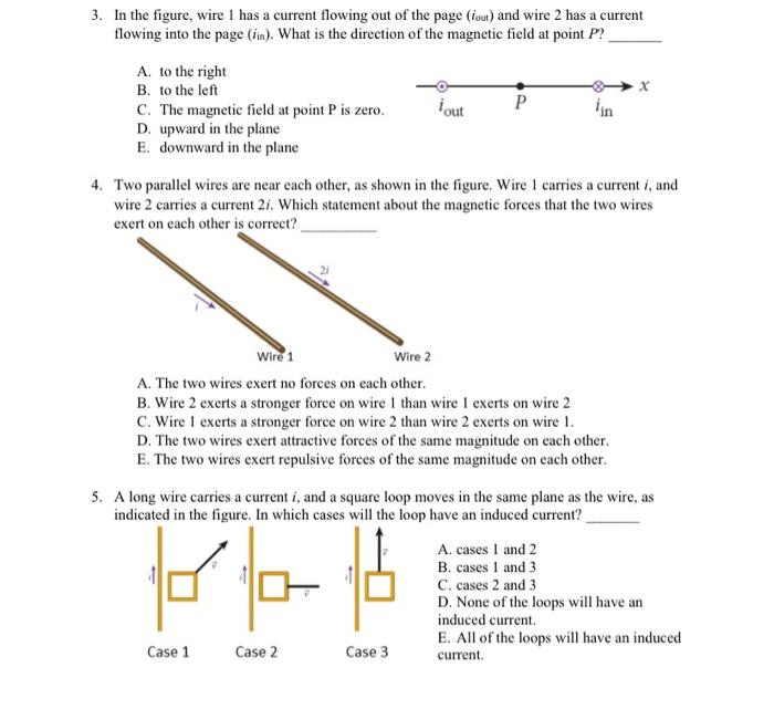 Solved 3. In the figure, wire 1 has a current flowing out of | Chegg.com