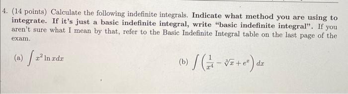 Solved (14 points) Calculate the following indefinite | Chegg.com