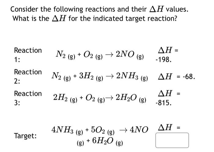 Solved Consider the following reactions and their ΔH values. | Chegg.com
