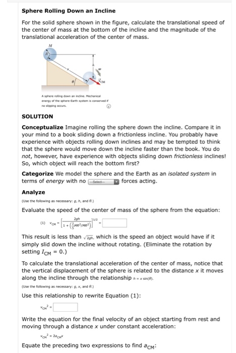 Solved Sphere Rolling Down an Incline For the solid sphere | Chegg.com