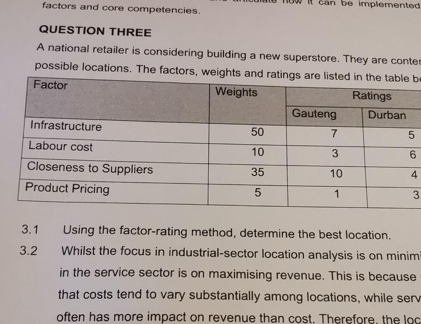 Solved factors and core competencies. QUESTION THREE A | Chegg.com