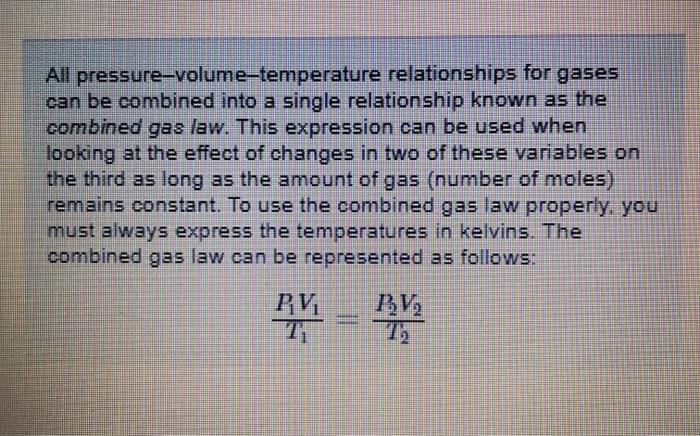 Solved All pressure-volume-temperature relationships for | Chegg.com
