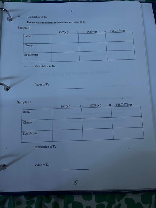 A. Calculation of Reactant Concentrations Fill in the | Chegg.com