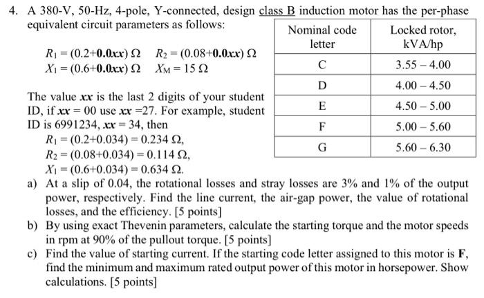 Solved A 380−V,50−Hz, 4-pole, Y-connected, design class B | Chegg.com