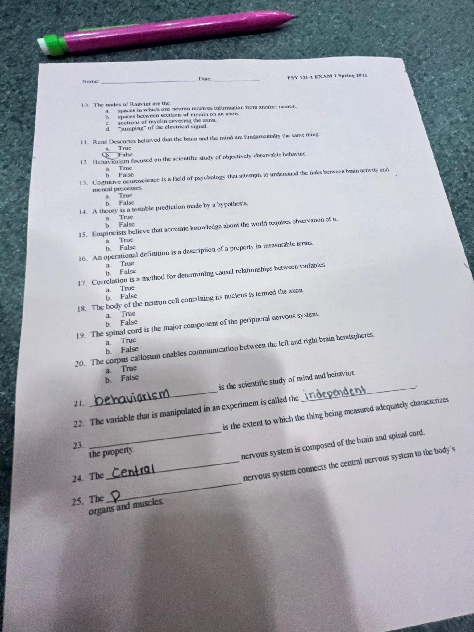 Solved NamDale:PSV 121-1 ﻿EXAM 1 ﻿Spring 202410. ﻿The nodes | Chegg.com