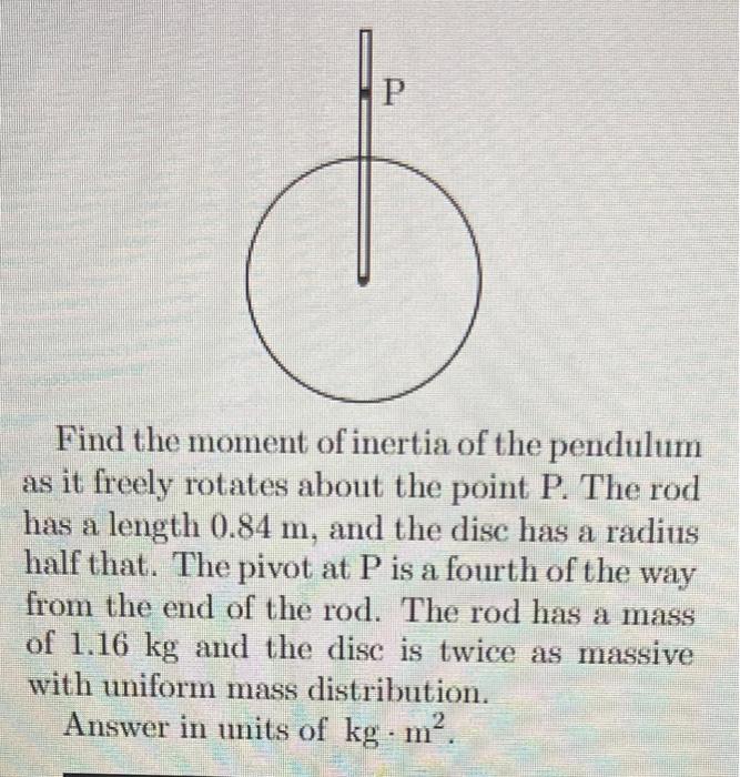 Solved Find the moment of inertia of the pendulum as it | Chegg.com