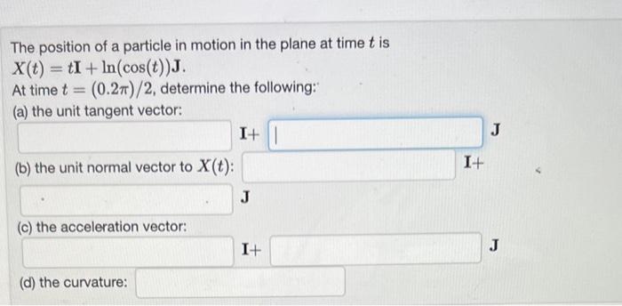 Solved The position of a particle in motion in the plane at | Chegg.com
