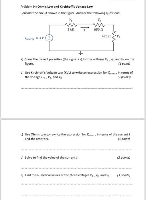 Solved Problem (4) Ohm's Law and Kirchhoff's Voltage Law | Chegg.com