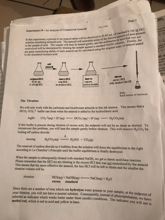 Solved EXPERIMENT 19 An Analysis of Commercial Antacids | Chegg.com