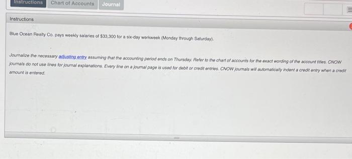 Solved Blue Ocean Peally Co. pays weekly salaries of $33,300 | Chegg.com