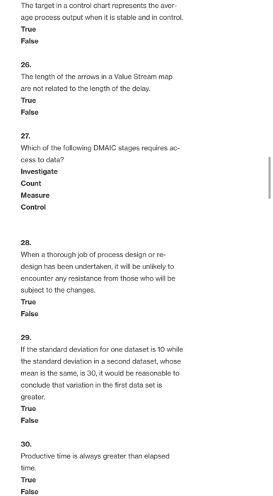 Solved The target in a control chart represents the aver- | Chegg.com