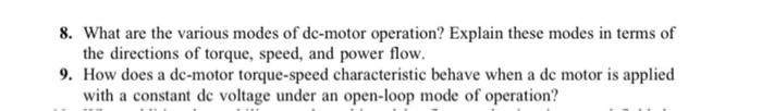 Solved 8. What are the various modes of dc-motor operation? | Chegg.com