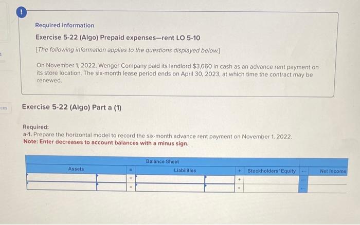 Solved Required information Exercise 5-22 (Algo) Prepaid | Chegg.com