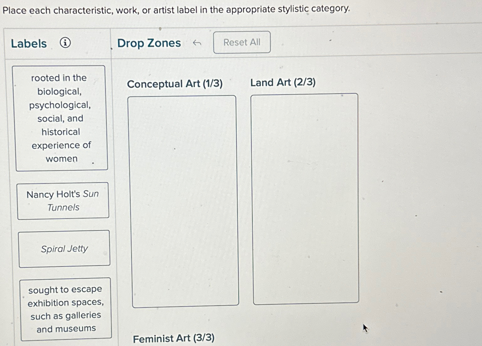 Solved Place each characteristic, work, or artist label in | Chegg.com