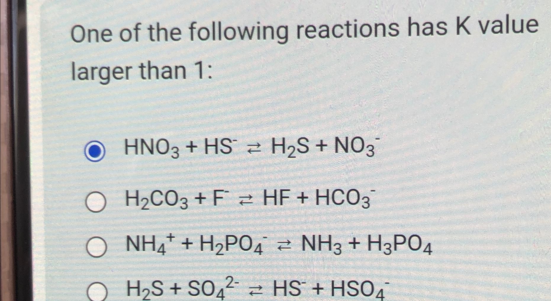Solved One of the following reactions has K ﻿value larger | Chegg.com